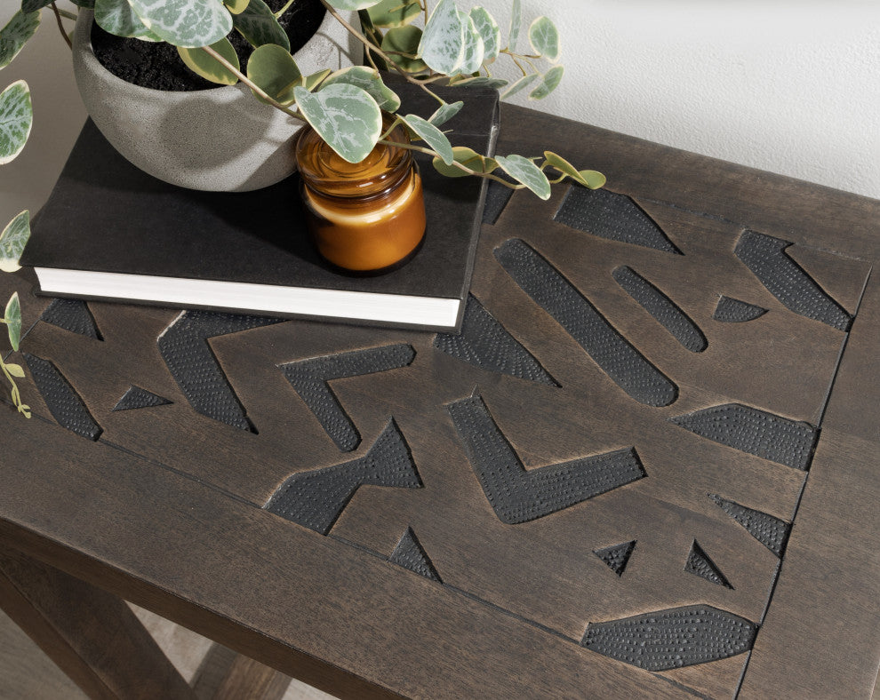 Elyria Wood Side Table, Engraved Gray, 20x14x26