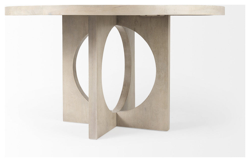 Light Natural Wood Round Geometric Dining Table