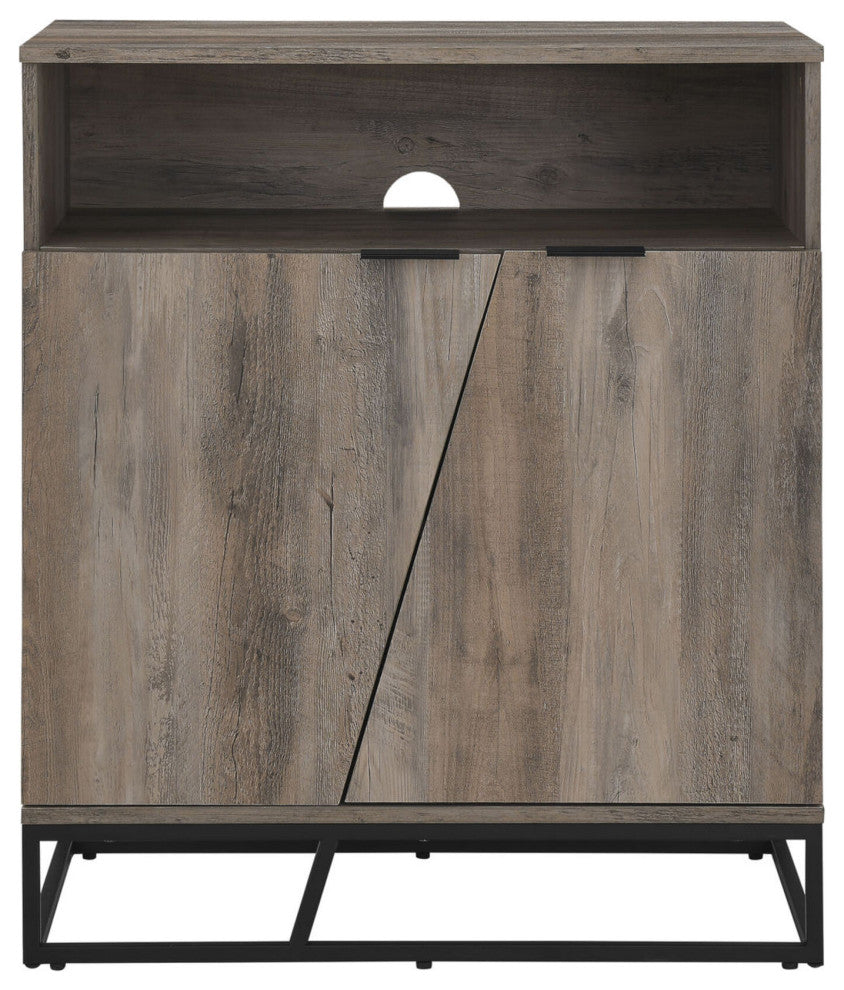 Contemporary Asymmetrical Angled Door Accent Cabinet - Grey Wash