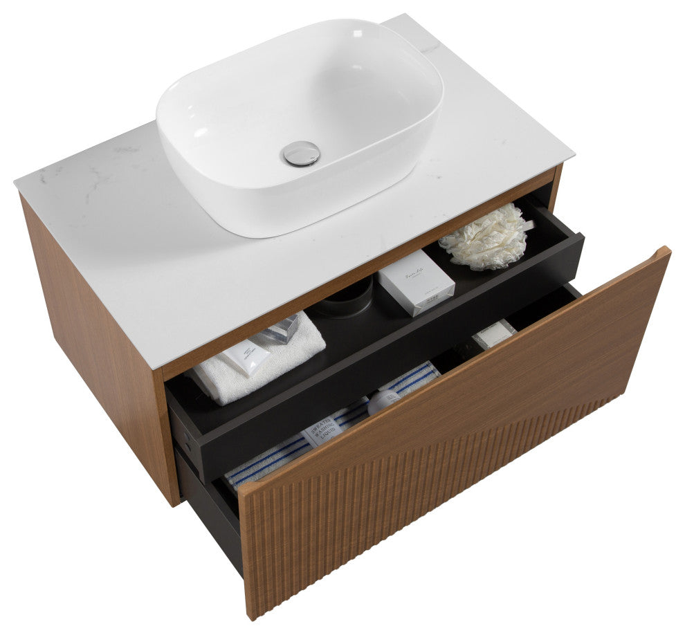 Simon Series Wall Mount Vanity With A Porcelain Vessel Sink 36"
