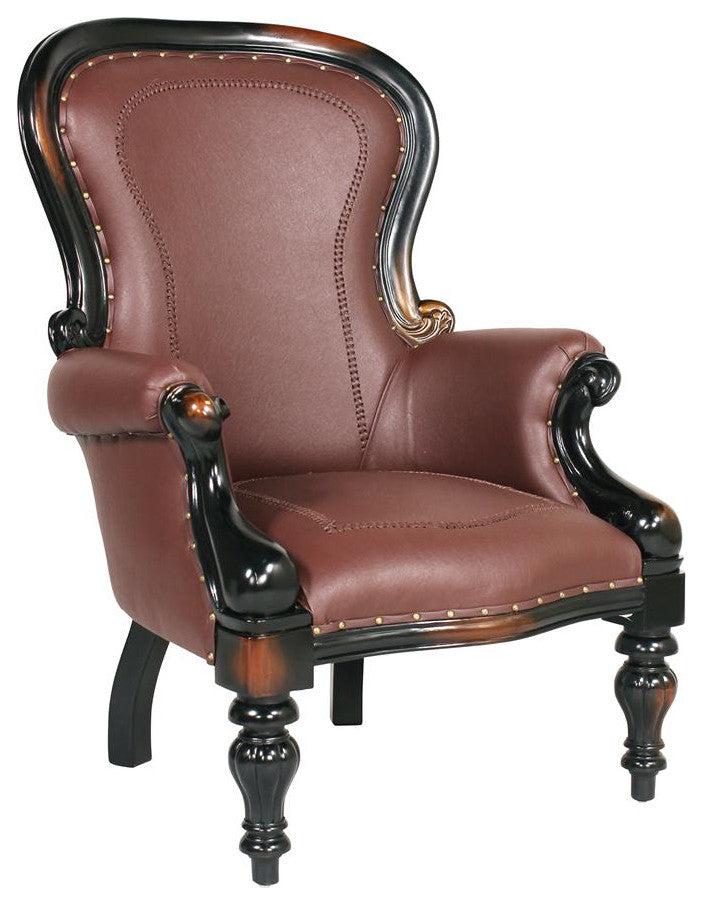 Design Toscano Rococo Wing Chair W/ Faux Leather