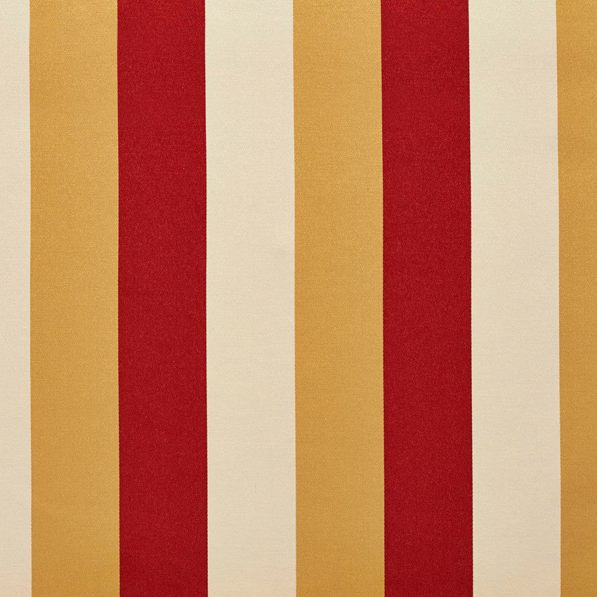 Gold, Ivory And Crimson Thick Tri-Color Stripes Upholstery Fabric By T