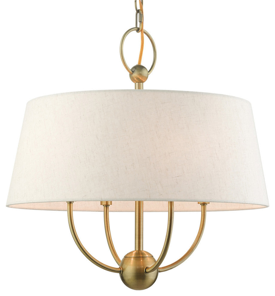 Livex Lighting 49444 Cartwright 4 Light 18"W Drum Chandelier - Antique