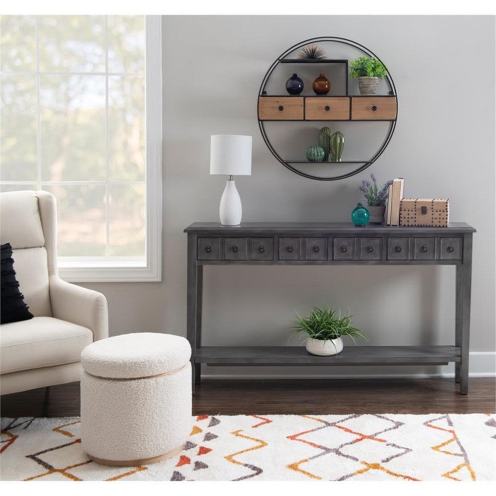 Linon Sadie Long Wood Console Table In Gray