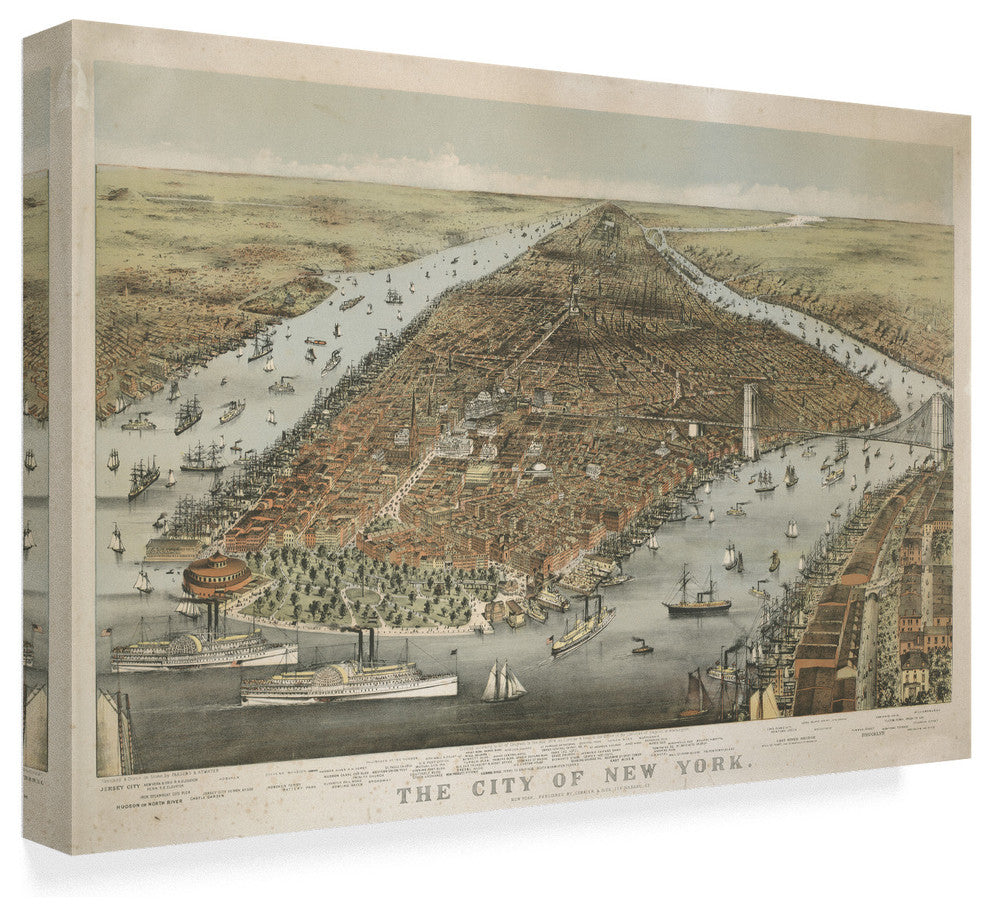 Currier And IVes 'The City Of New York, 1876' Canvas Art