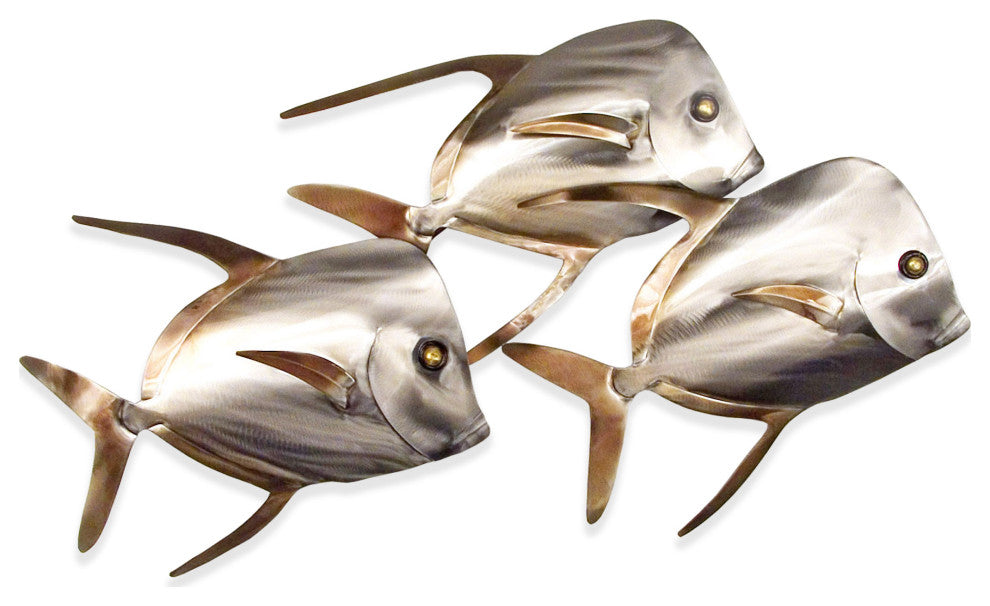 Coastal Home Decor 'Lookdown Fish School of 3' Contemporary Metal Wall