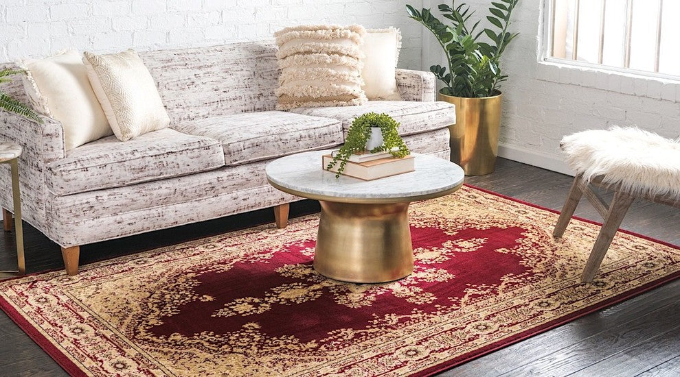 Traditional Royale 8' Square Rouge Area Rug