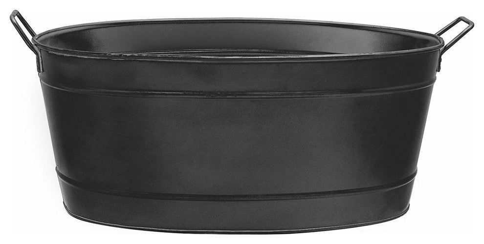 Galvanized Steel Tub with 2 Handles, Black