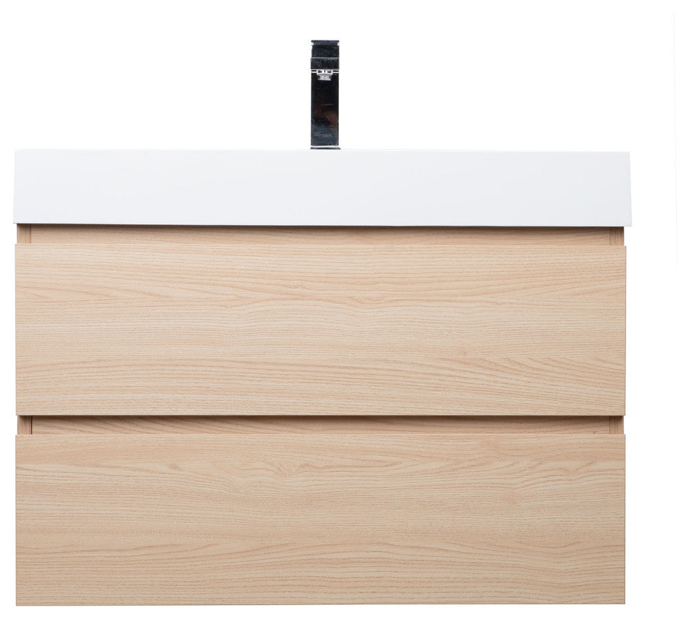 Angela 32" Wall Mount Bathroom Vanity, White Oak