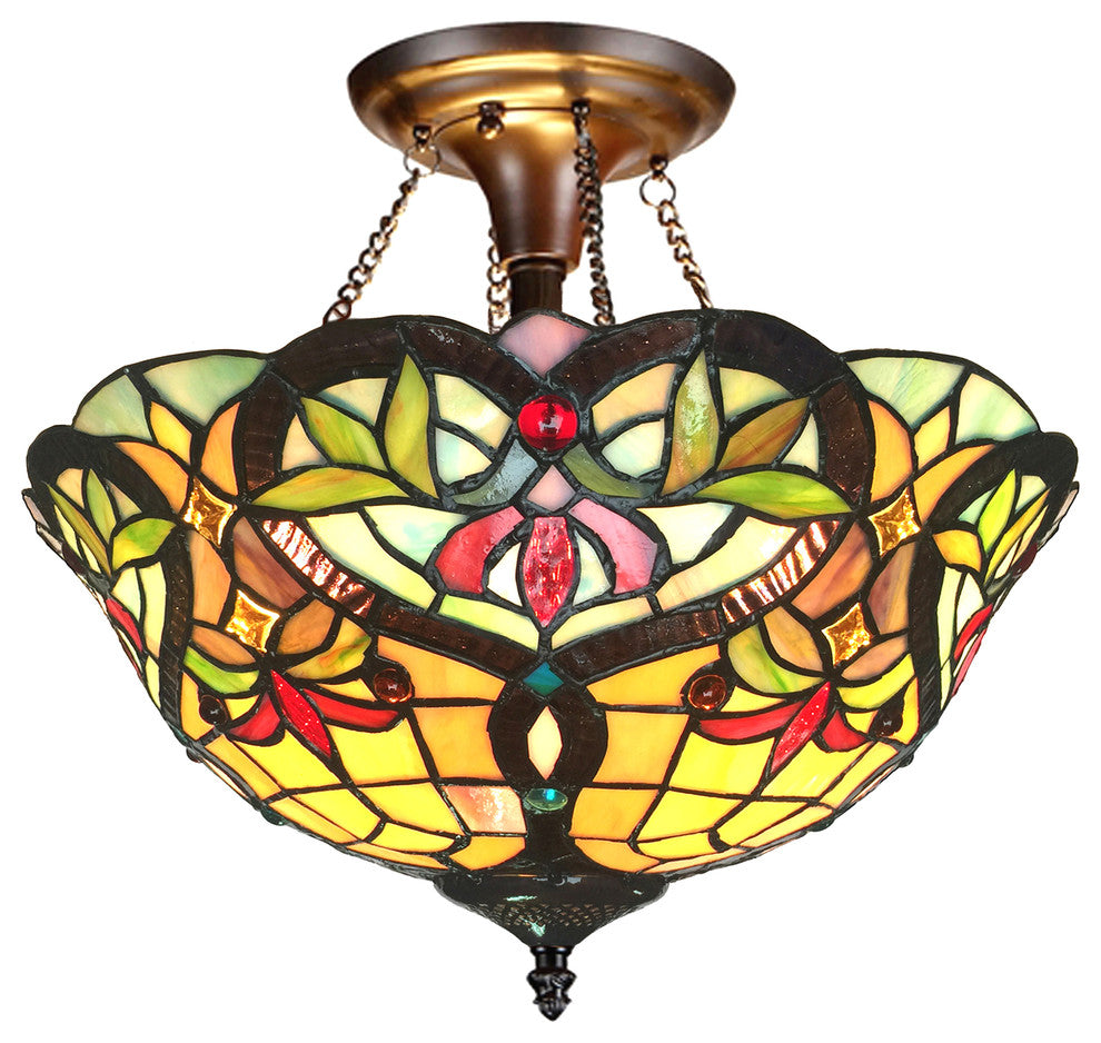 Chloe Lighting Bertram 2 Light Victorian Semi-Flush Pendant