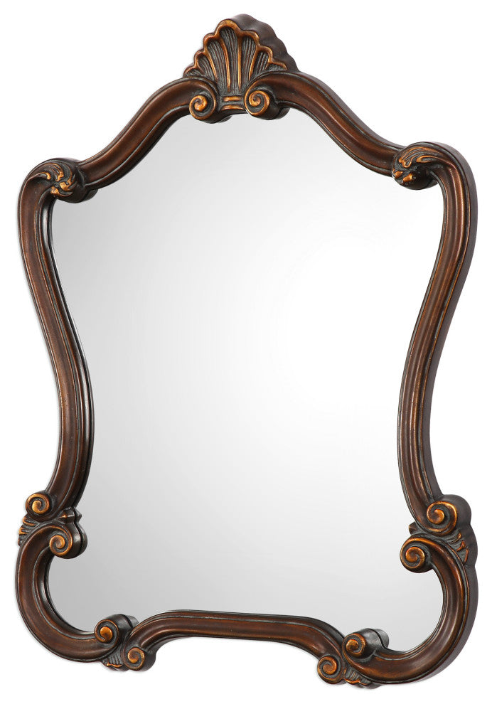 Lightly Distressed Bronze Finish. Mirror