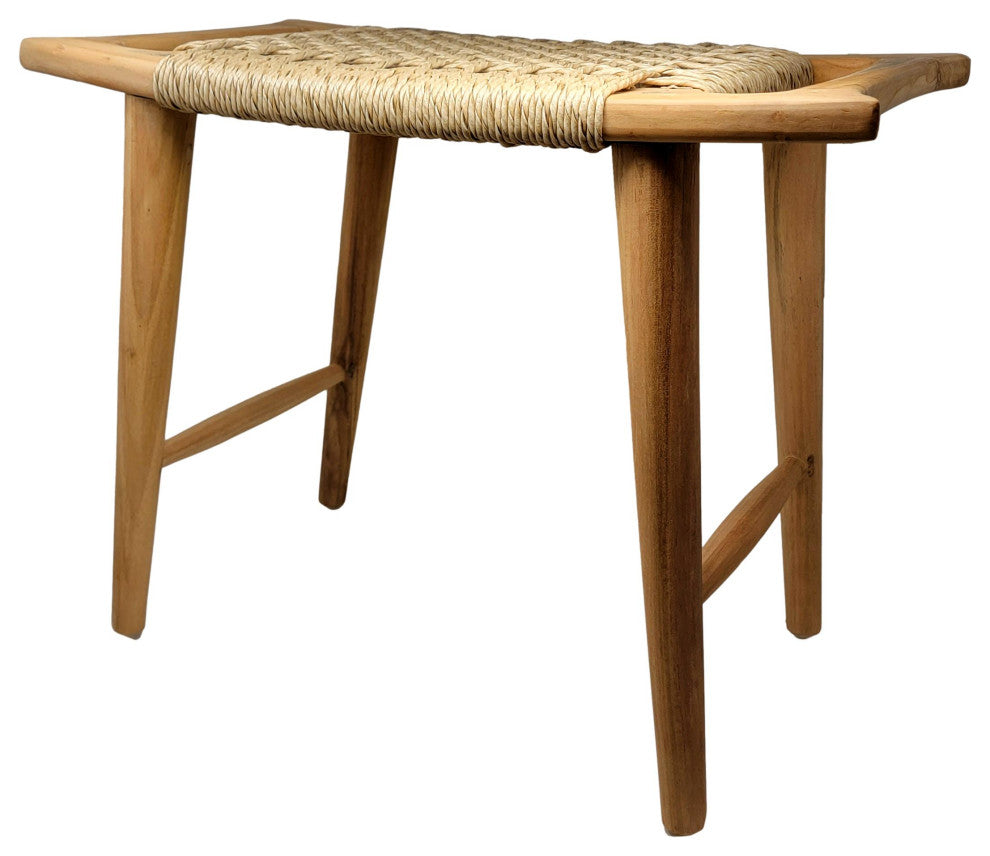 Woven Classic Arch Teak Accent Stool Table Taper Leg Outdoor Indoor Ha