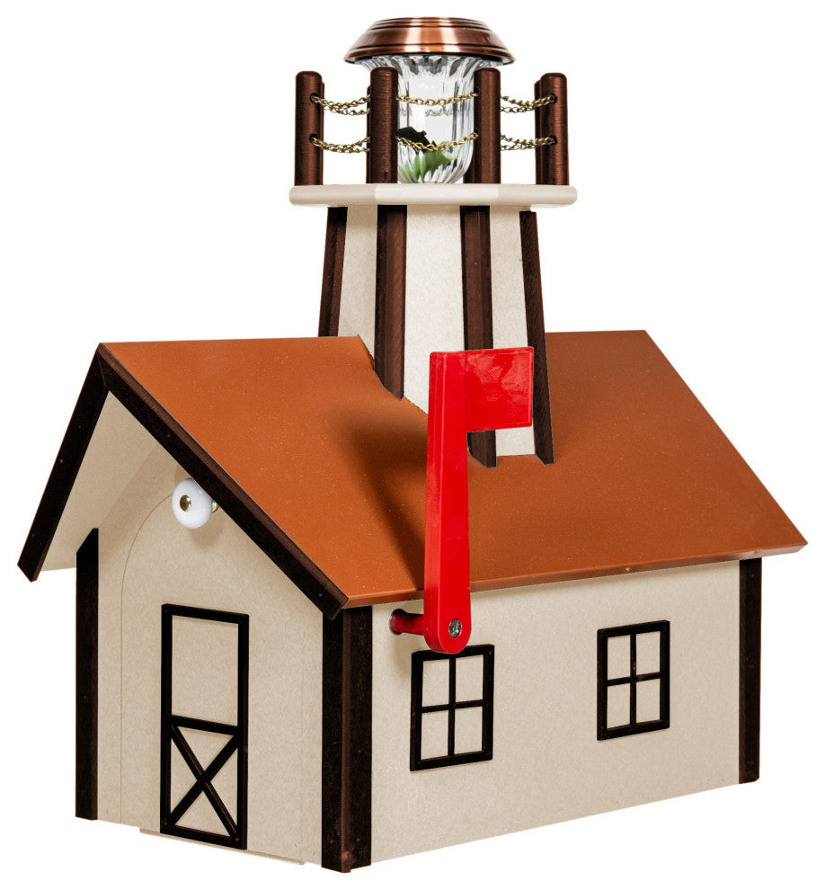 Deluxe Mailbox with Lighthouse, Ivory & Milwaukee Brown, Penny Copper