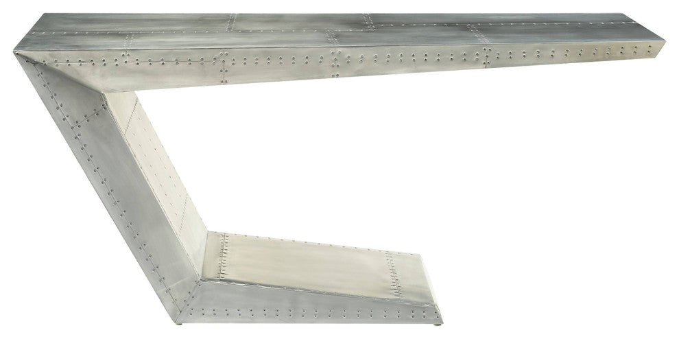 Metal Desk with Riveted Details in Aluminum