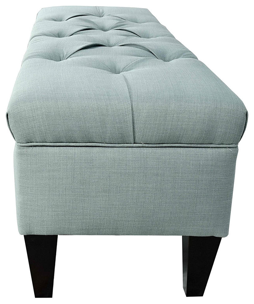 Rectangular Storage Bench, Polyester Upholstery With Diamond Tufting,