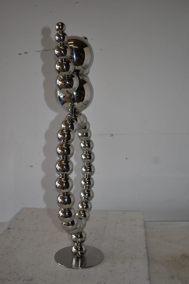 Modern Abstract of a Happy Man Metal Chrome Balls Statue Size: 14" x 6
