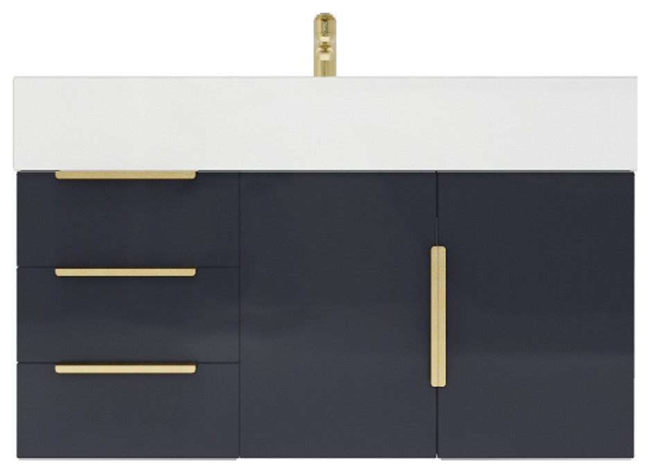 Madison 36" Wall Mounted Vanity With Reinforced Acrylic Sink, High Glo