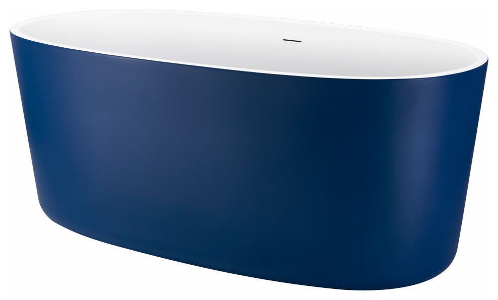 Freestanding Bathtub, 100% Acrylic Soaking Tub, Blue, 59"