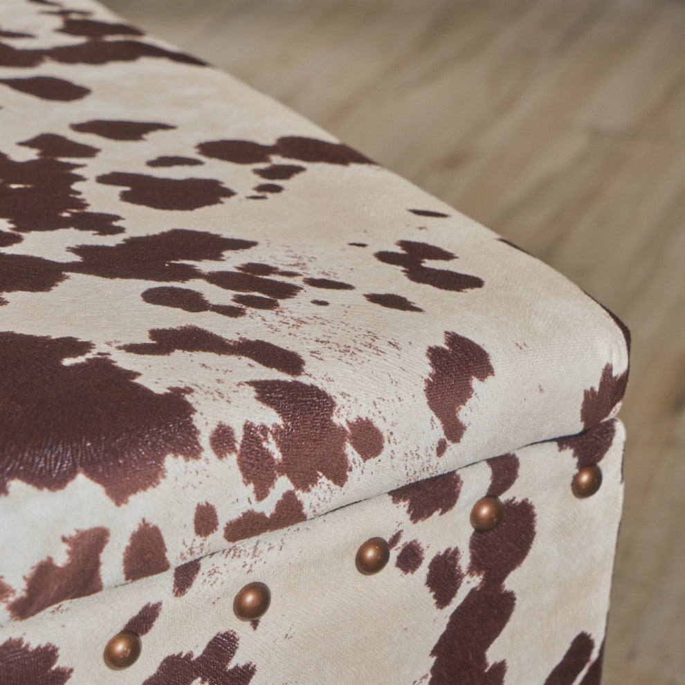 Gdf Studio Talia Milk Cow New Velvet Storage Ottoman