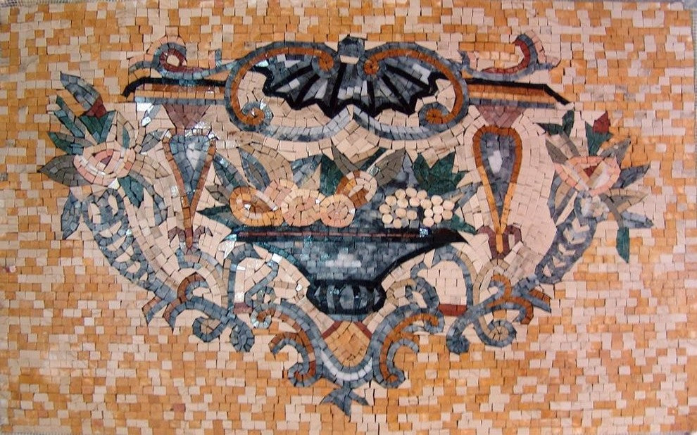 Floral Design Mosaic, Interlocking Flowers, 27"x44"