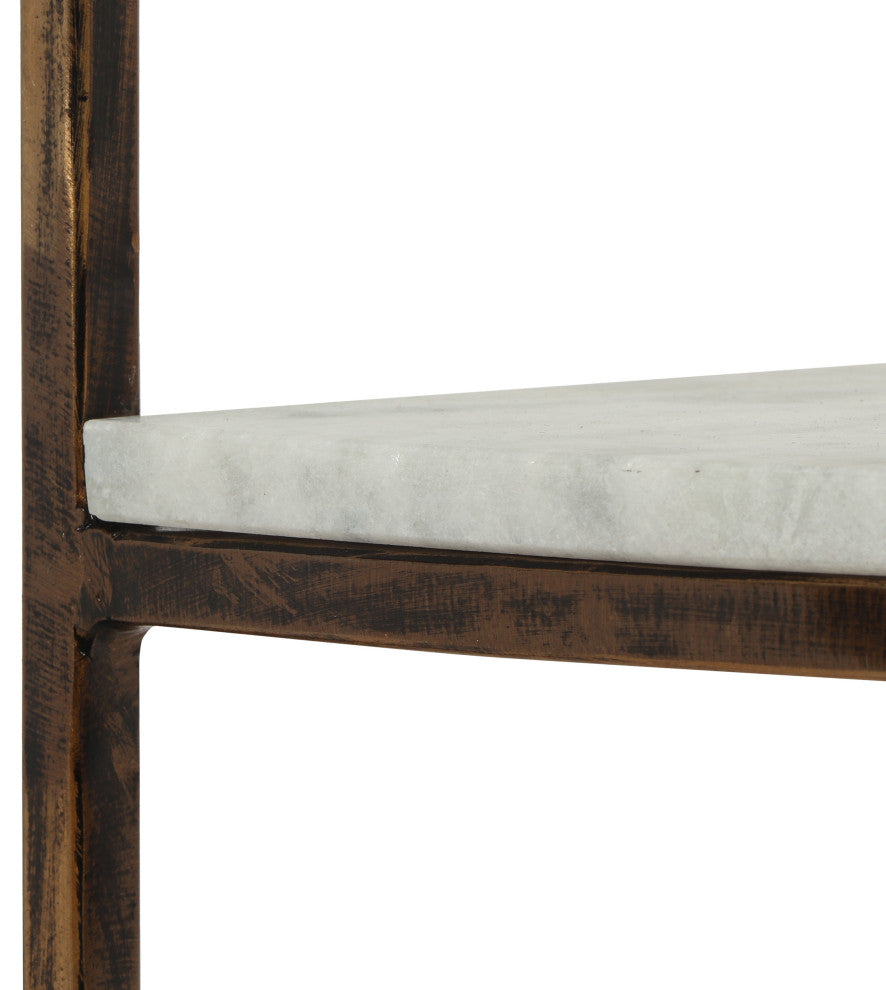 Greycliff Modern Glam Handcrafted Marble Half Round Etagere Bookcase