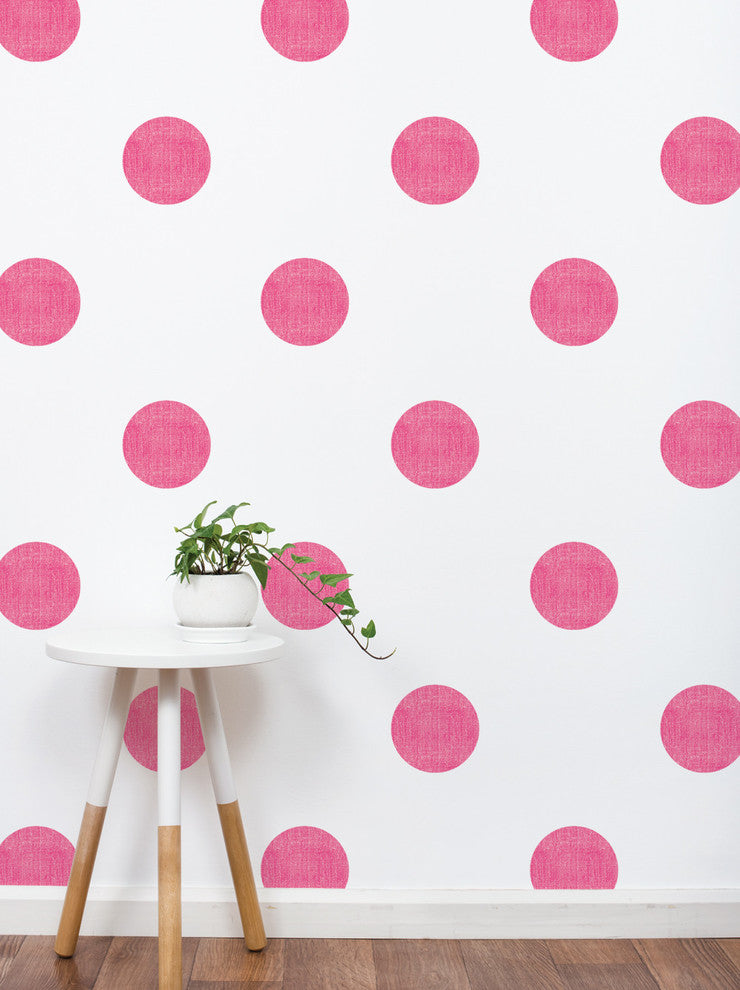 Textured Dots Vinyl Wall Sticker, 6 Inch, Hot Pink