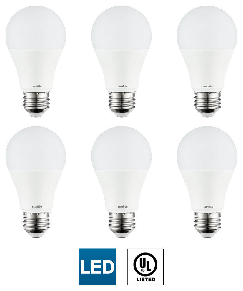 6-Pack Sunlite LED A19 Bulbs Non-Dimmable, 14 Watt, Medium Base, 50K S