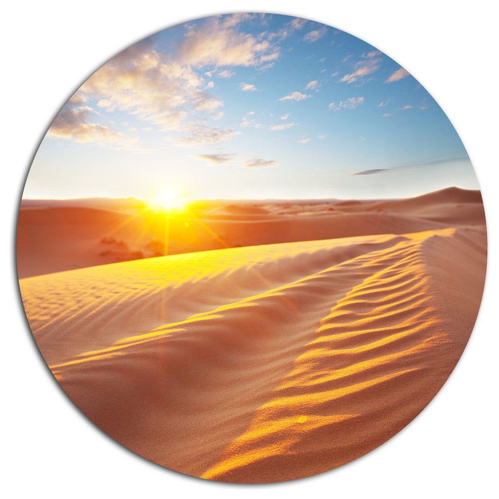 Desert Dunes Reflecting Sunset Landscape Round Metal Wall Art 23"
