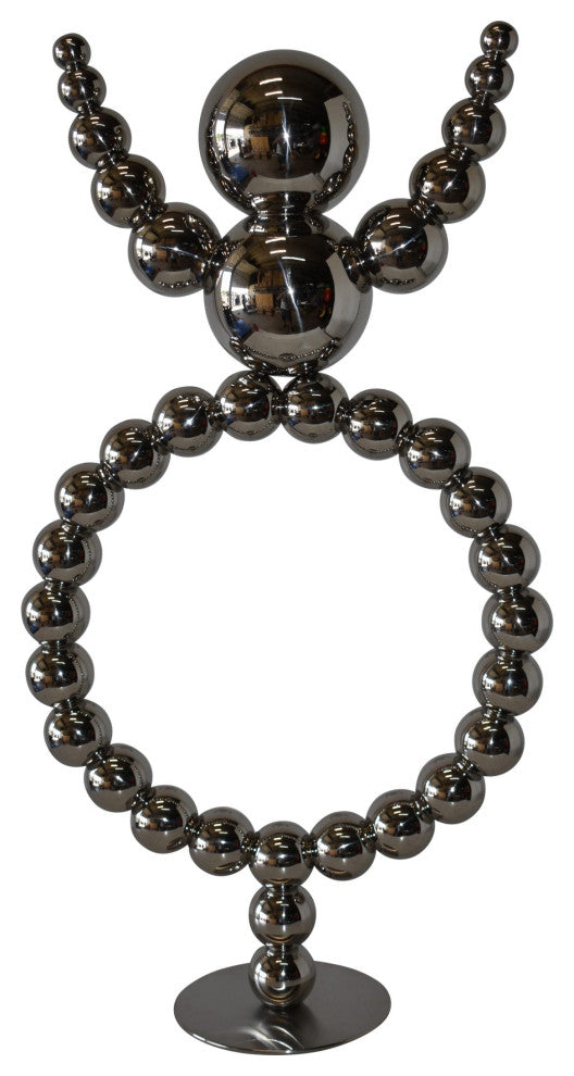 Modern Abstract of a Happy Man Metal Chrome Balls Statue Size: 14" x 6