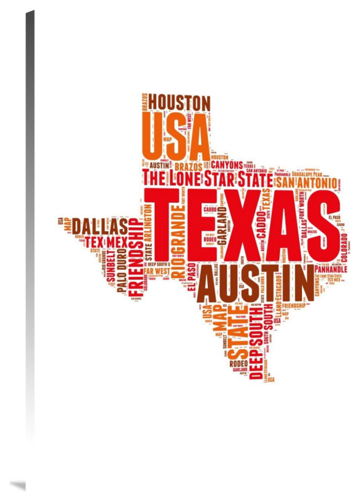 "Texas Word Cloud Map" Fine Art Print