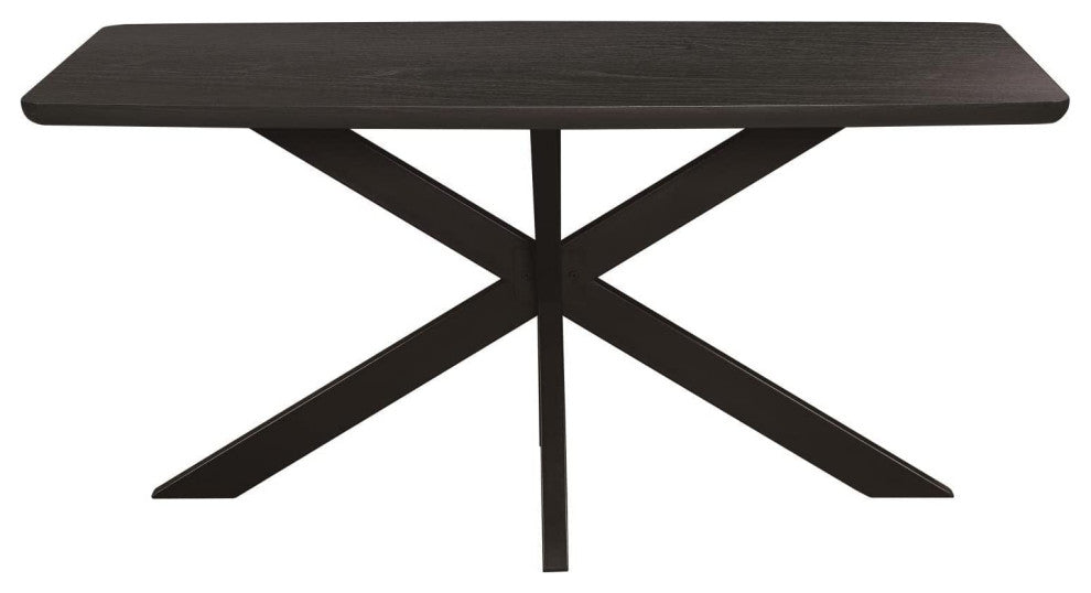 Ravenna 63" Rectangular Wood Dining Table With Modern Metal Base Ebony