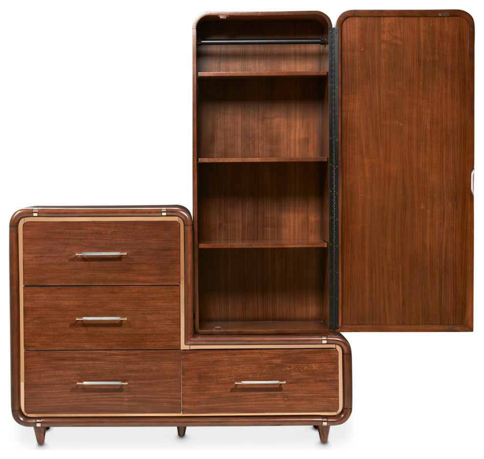 Mason Park Offset Chest with Storage Mirror, Umber Brown