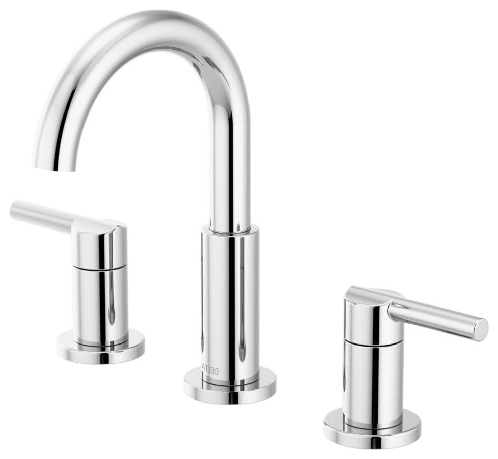 Chrome Widespread 3-Hole Bathroom Faucet with Drain Assembly and 2 Han
