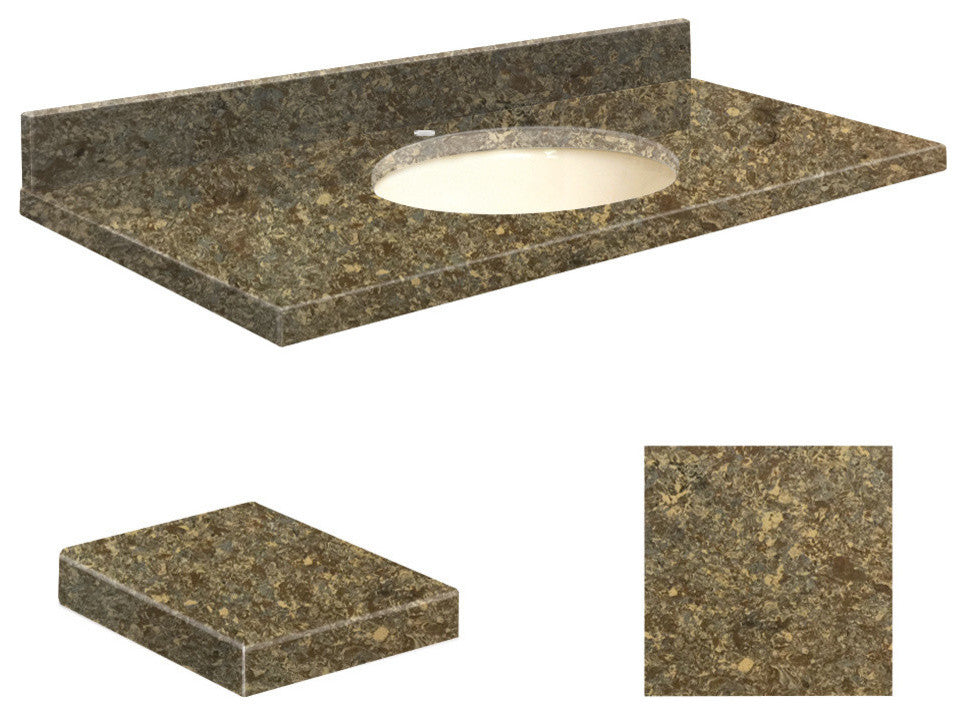 Quartz 25"x22" Vanity Top, Single Faucet Hole, Rapture, Biscuit Bowl