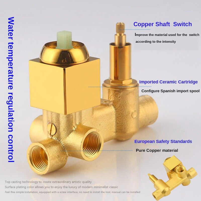 Fontana Lima 16'' Shiny Gold Finish Water Mixer Ceiling Shower Faucet
