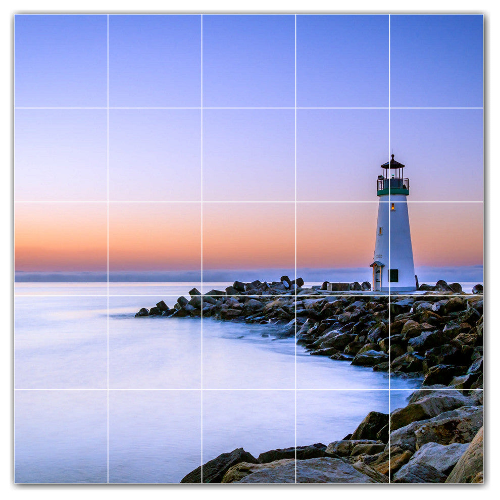 Lighthouse Ceramic Tile Wall Mural Hz500834-55l. 40" X 40"