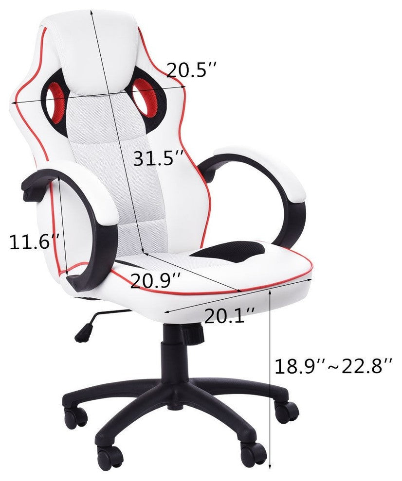 White Executive High-Back Racing Style Office Chair