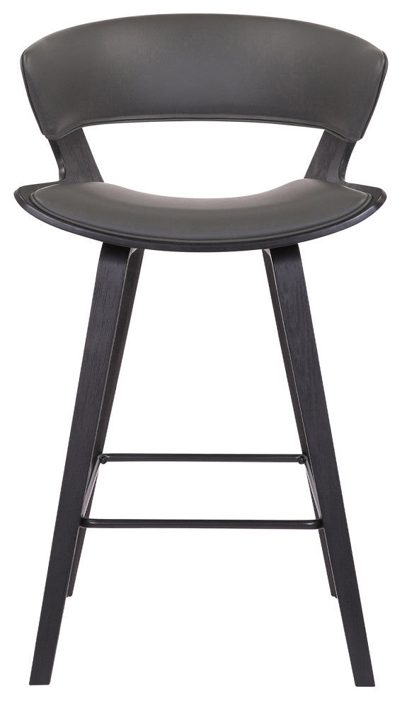 Jagger Modern 26" Wood and Faux Leather Counter Height Stool Gray/bla