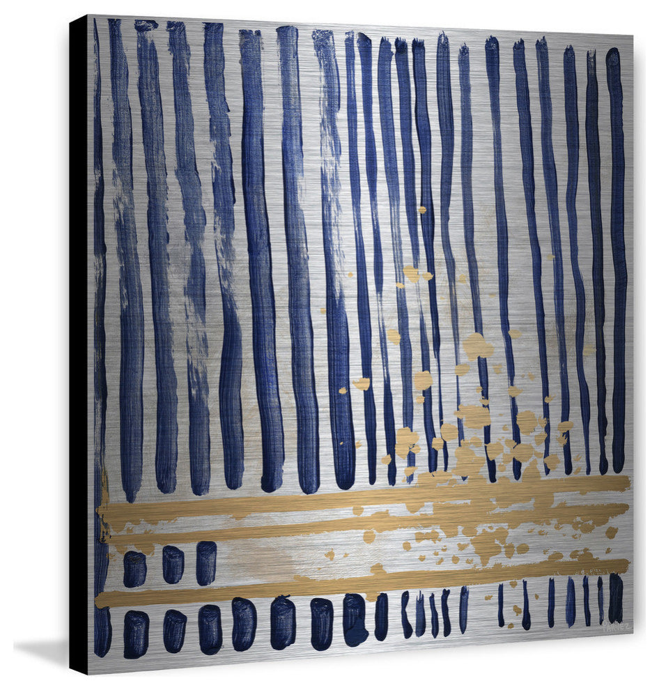 "blue Verticals" Painting Print On Brushed Aluminum 40"x40"