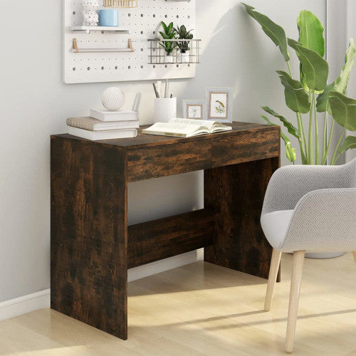 vidaXL Desk with Drawers Computer Desk Home Office Smoked Oak Engineer
