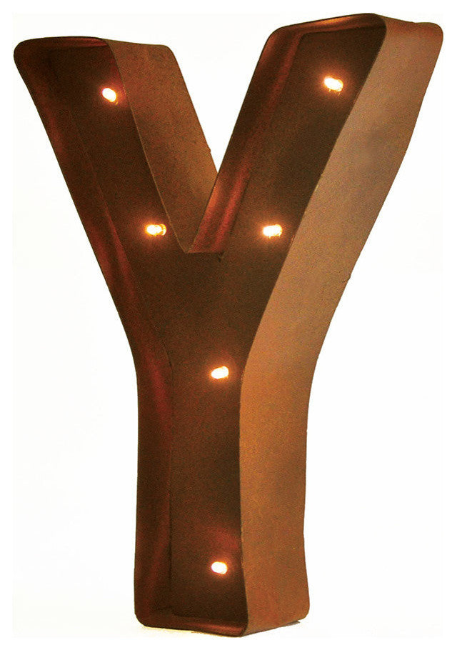 Rustic Vintage 11" Decorative Led Light Glow Letters - Rust Patina Age