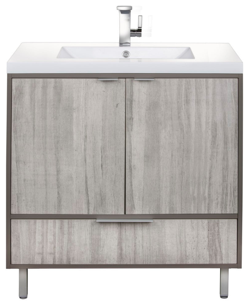 London Vanity, Inset 2-Door 1-Drawer, With Top, Soho/Fossil, 36"