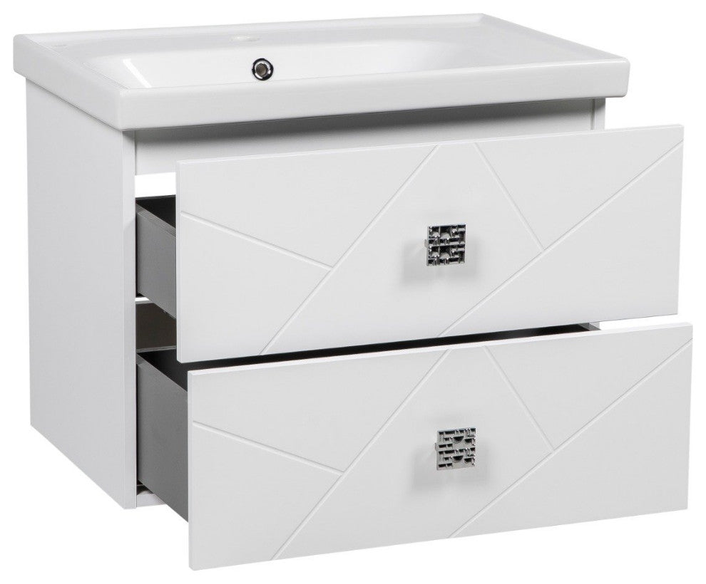 Modern Wall-Mounted Bathroom Vanity | Picasso White Matte 28"-Simple 4