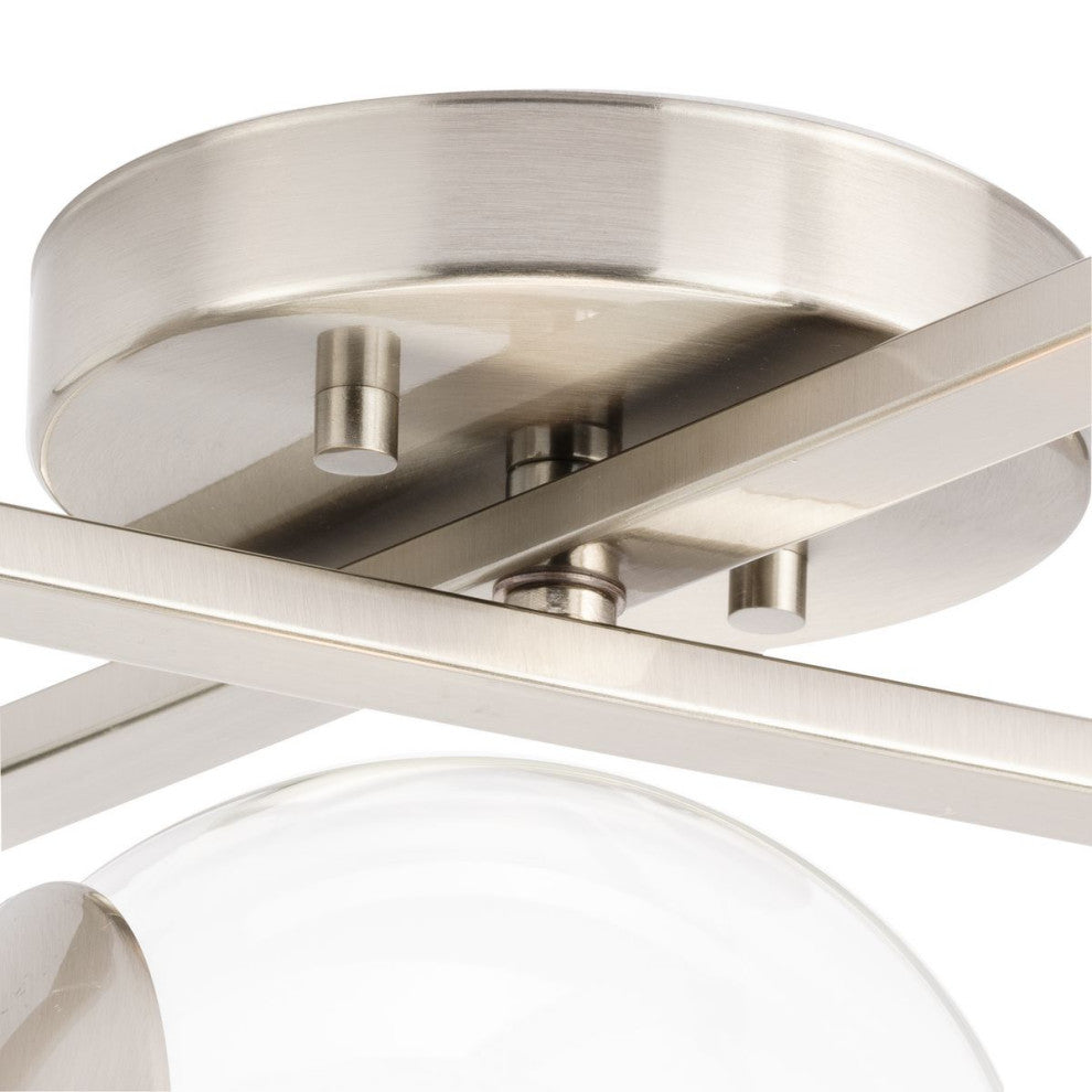 Atwell Collection 9-3/4" 1-Light Brushed Nickel Clear Glass Semi-Flush