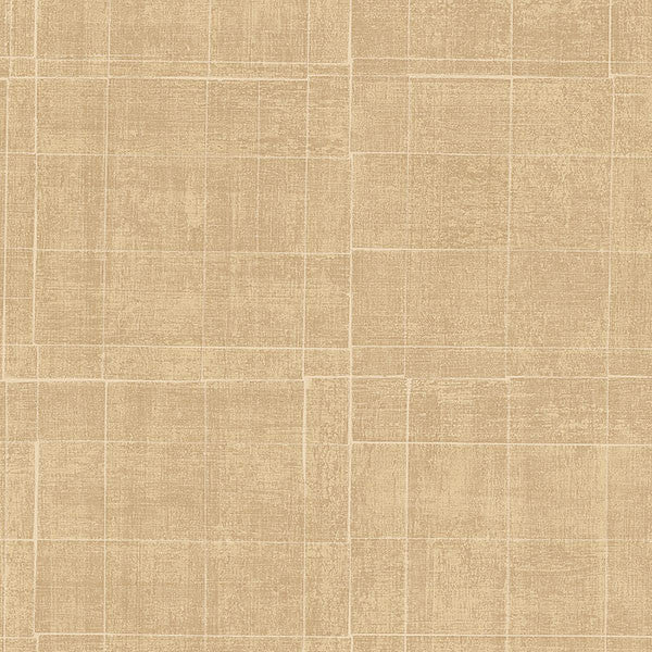 Uneven Grid Tile Pattern Wallpaper, Tan, Bolt