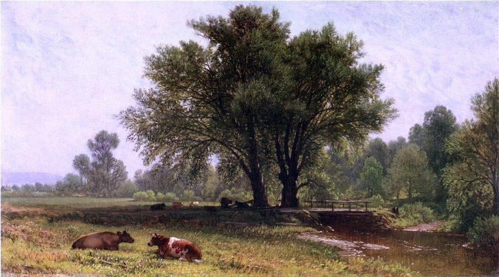 Aaron Draper Shattuck Landscape With Cows, 15"x30" Wall Decal