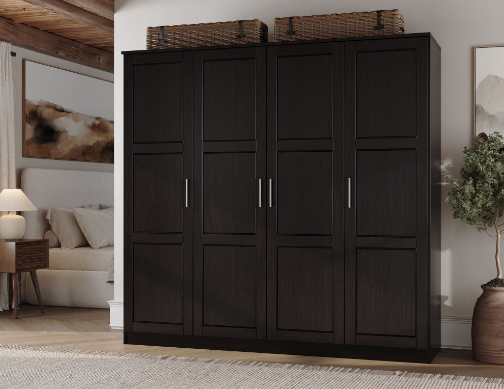 100% Solid Wood Cosmo 4-door Wardrobe/armoire/closet Java