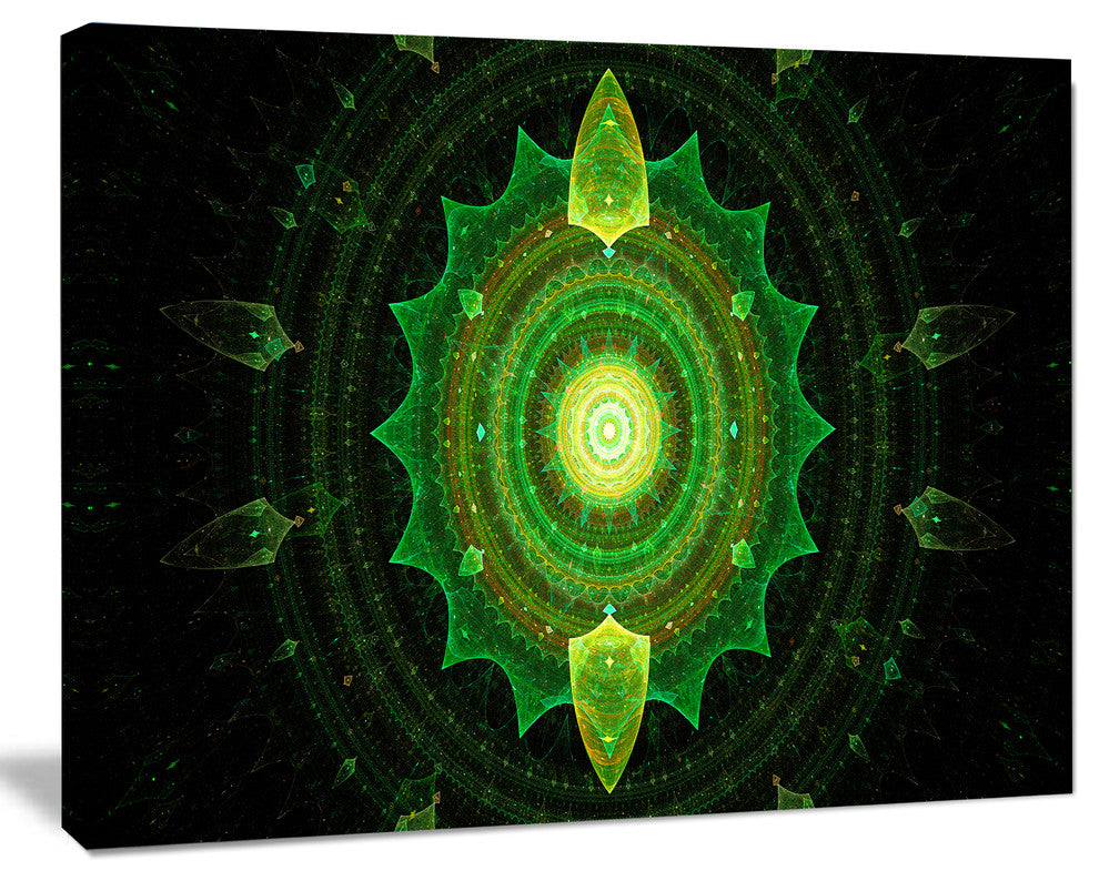 Cabalistic Green Fractal Sphere Oversized Abstract Canvas Art Print