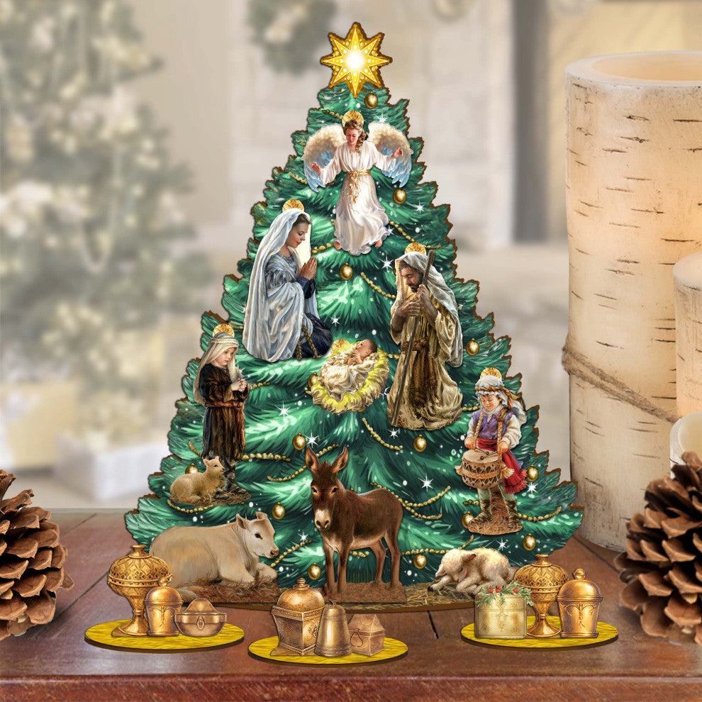 Nativity Christmas Tree Set by D. Gelsinger Tabletop Christmas Decor