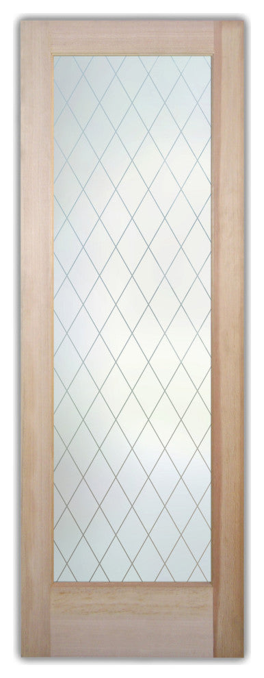Interior Prehung Door Or Interior Slab Door - Diamond Grid - Hickory